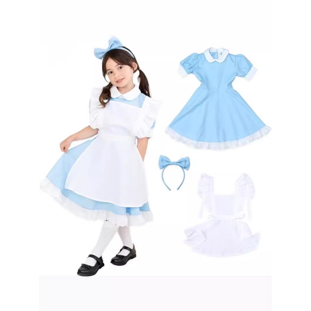 Alicia En El País De Las Maravillas Maid Outfit Azul Blanco Niñas Cos ...