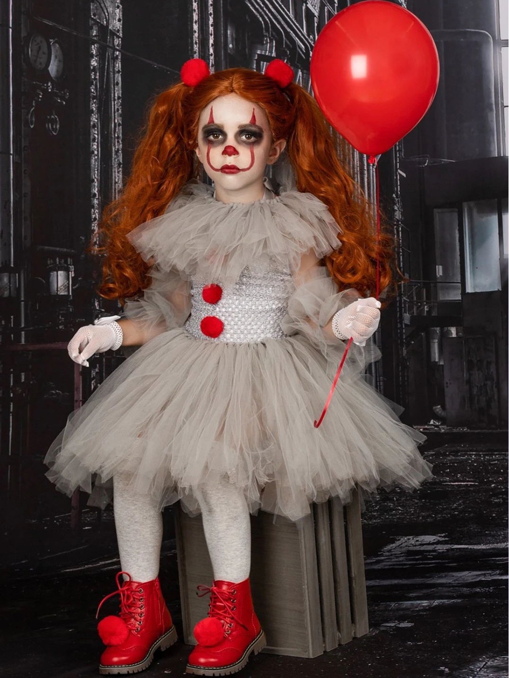 Gray Pennywise Niñas Disfraz De Halloween Tutú Vestido Espeluznante ...