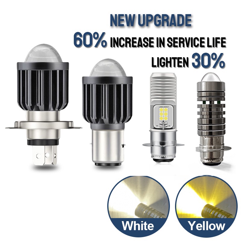 Faros Delanteros De Motocicleta Luces LED Bombillas H6 H4 HS1 BA20D Haz De Dos Colores Foco De ...