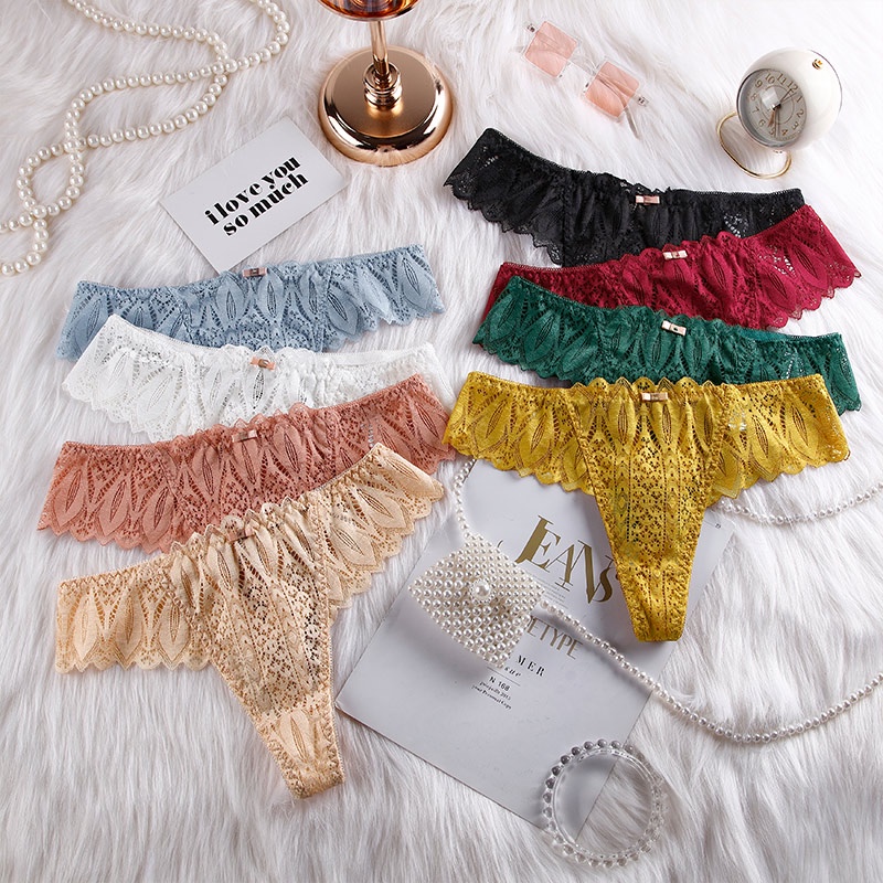 Tangas Sexy Para Mujer Panty De Encaje De Baja Altura En T Espalda Cruzada Cómoda Y Transpirable ...