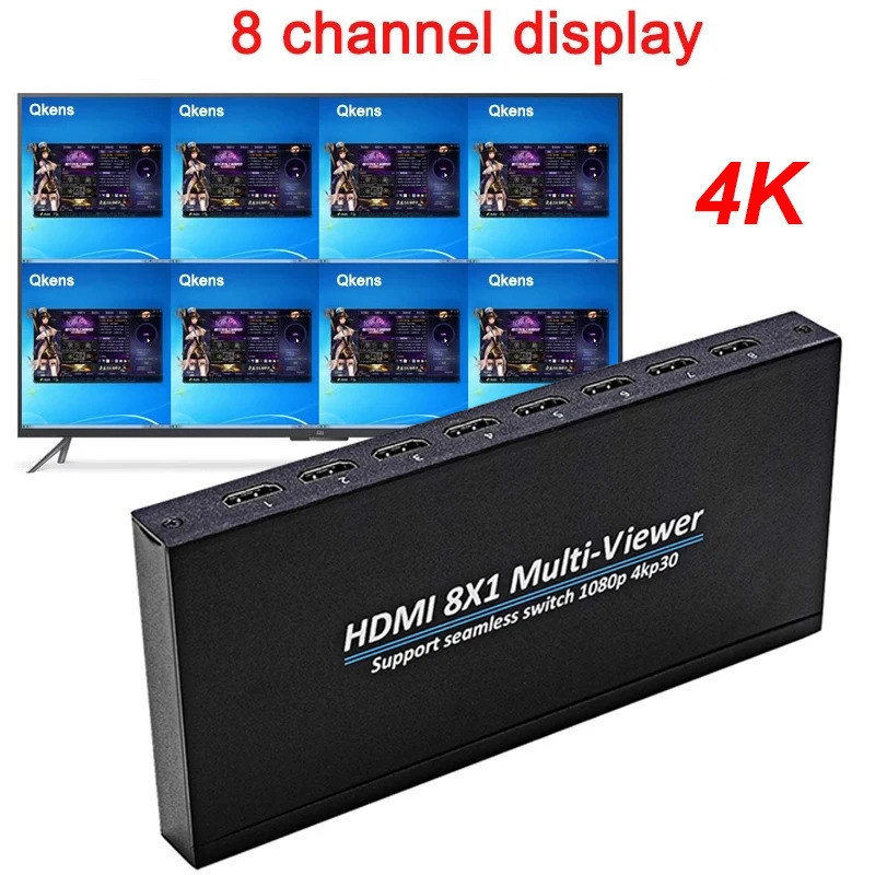 4K HDMI Multiviewer 8x1 1080p Pantalla Cuádruple Multi Visor 8 Canales ...