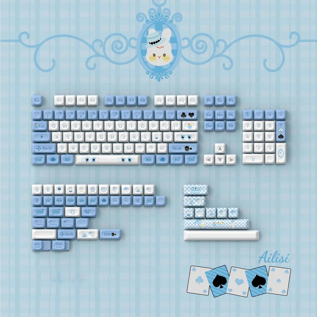 CHUYI 140 Teclas Alice Rabbit Keycap Set PBT Material MOA Altura ...