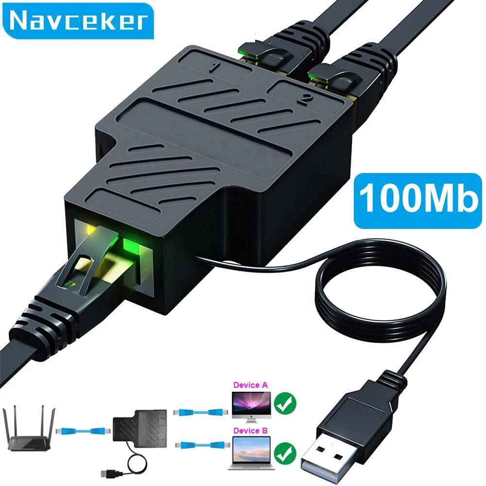 1 Gb RJ45 Splitter 1 A 2 Adaptador Ethernet Extensor De Cable Rojo De ...