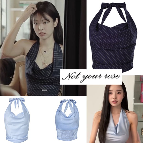 [Producto Genuino De Corea/BLACKPINK Jennie silky draping halter tube ...