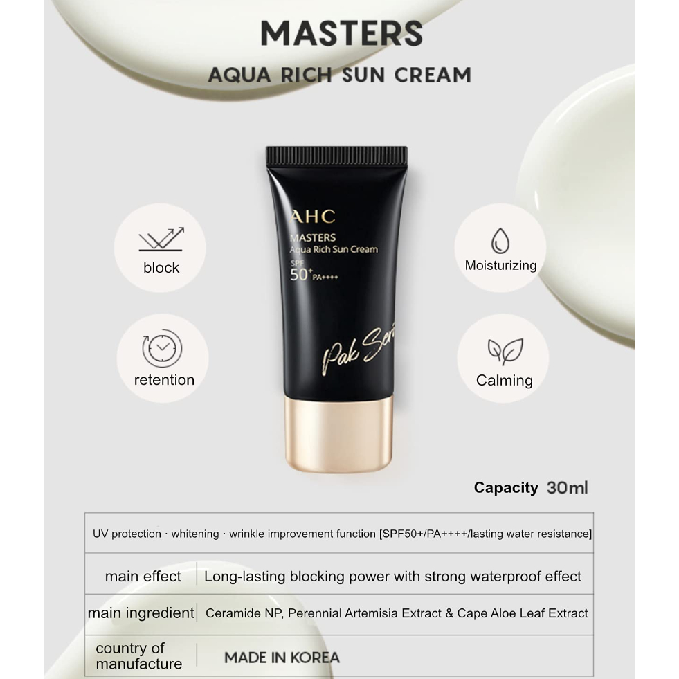[1 + 1] AHC Masters Aqua Rich Sun Cream 30ml | Shopee México