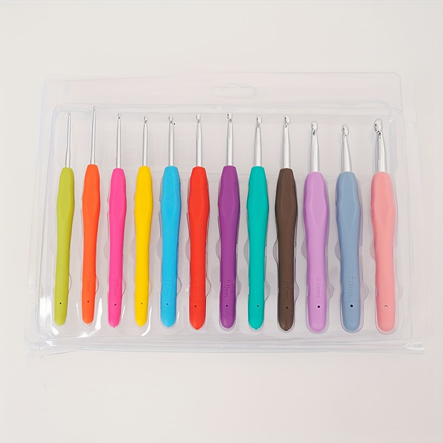 Ganchos De Ganchillo De Mango Suave Con Puntas Plateadas-De Colores ...