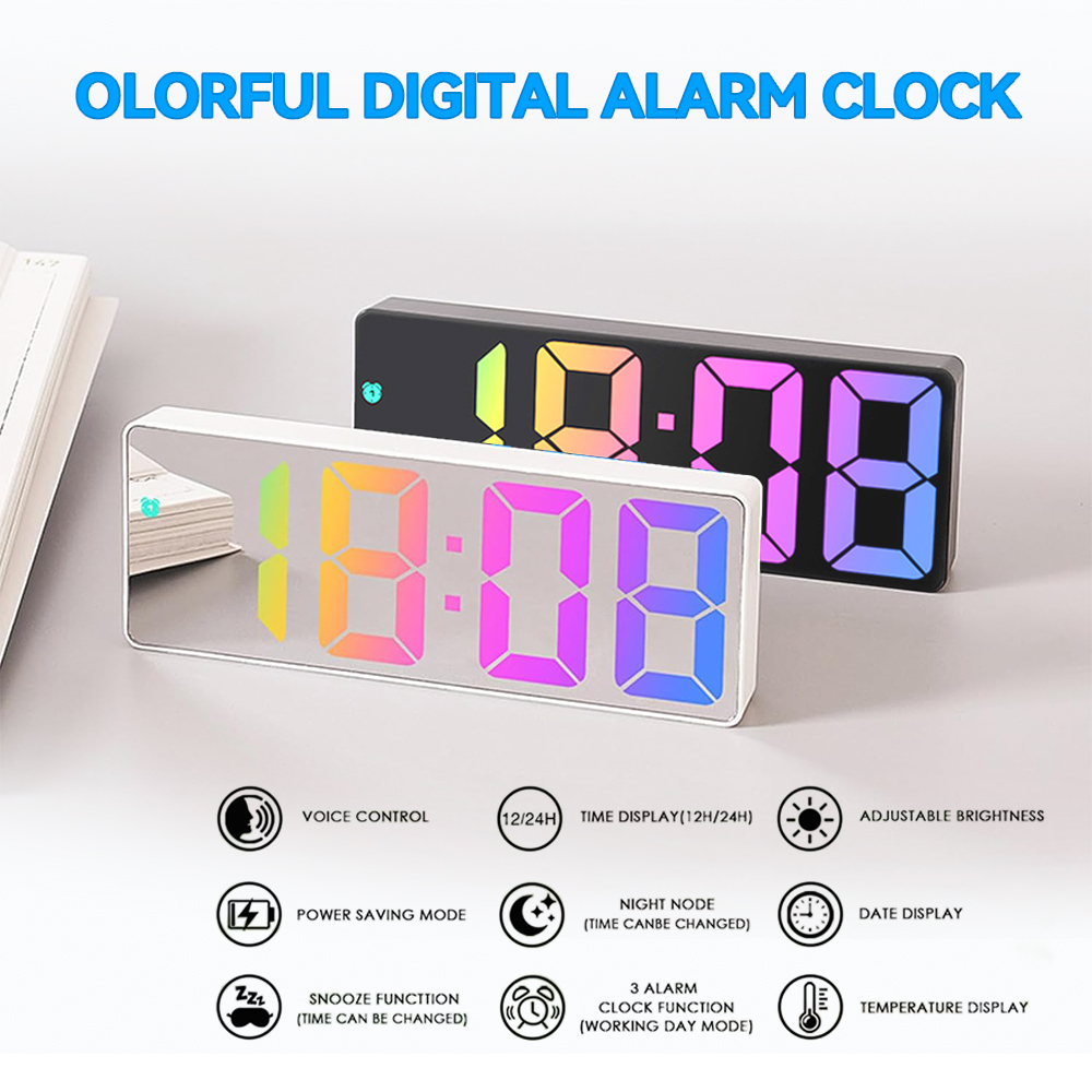 Reloj Despertador Digital De Colores , De Escritorio Con Alimentación ...
