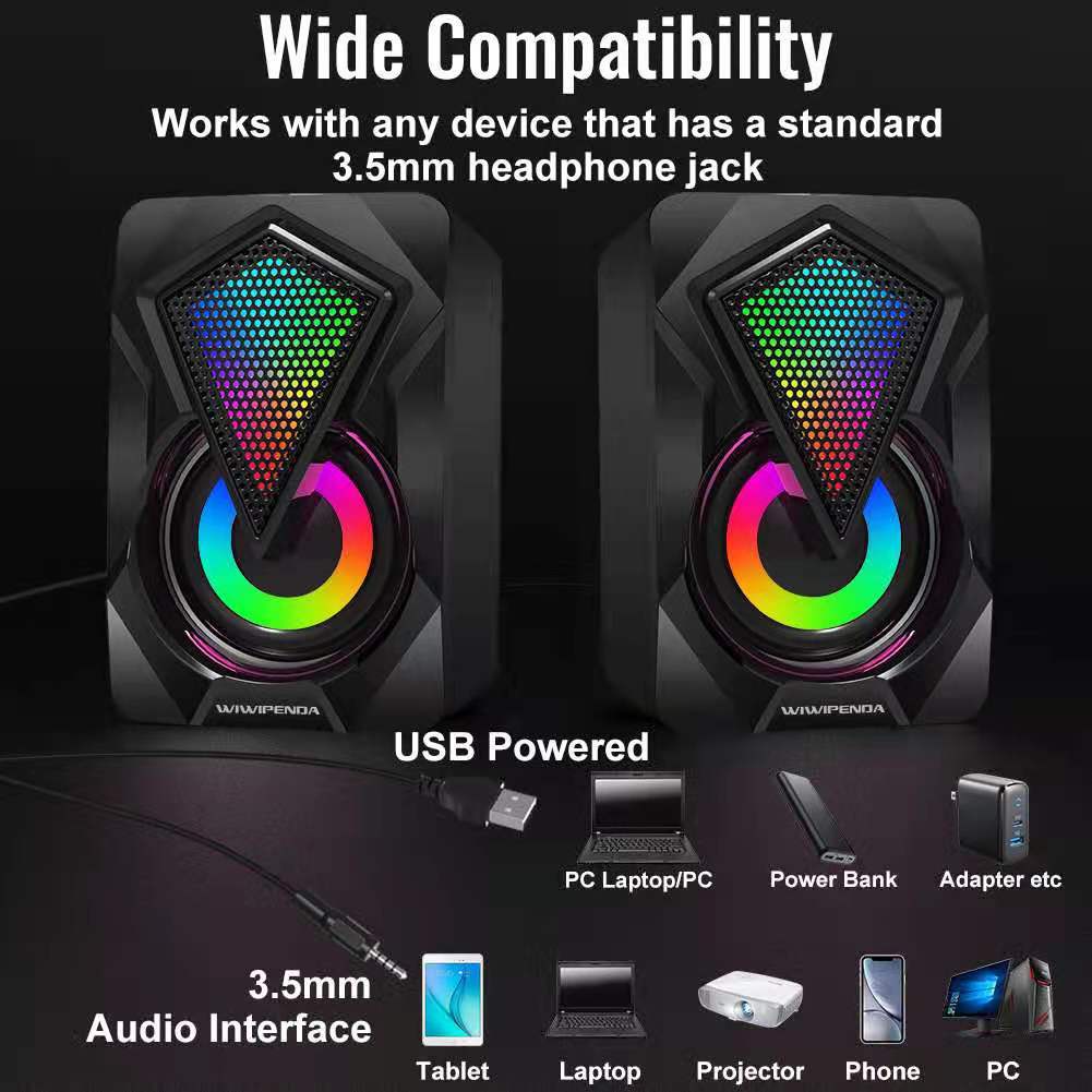 X2USB Escritorio Pequeño Audio 3.5MM Socket 2.0 Control De Cable RGB ...